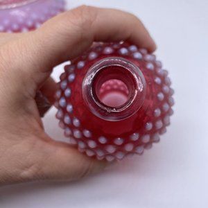 Fenton | Accents | Fenton Cranberry Opalescent Hobnail Covered Powder ...